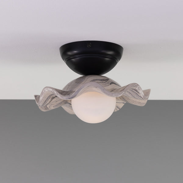 Rivale Ceiling Light with Wavy Marbled Ceramic Shade | Mullan Ceramics
