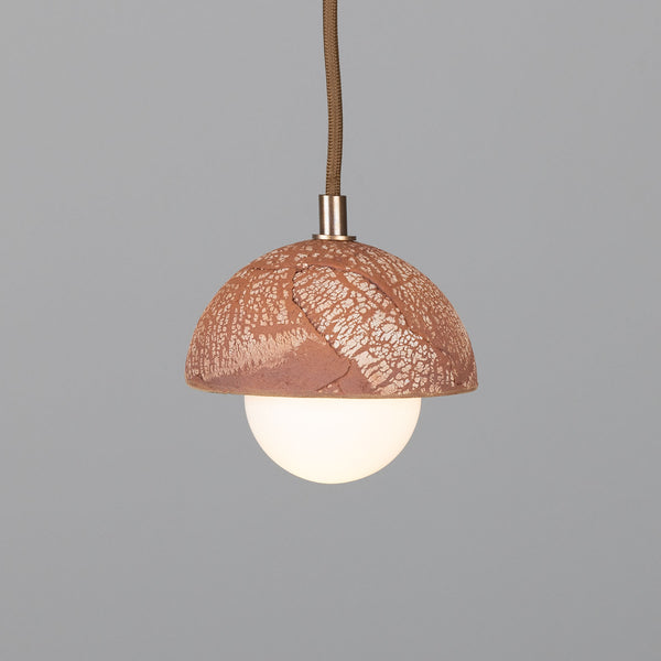 Ferox Small Ceramic Dome Pendant Light 14cm, Red Iron | Mullan Ceramics